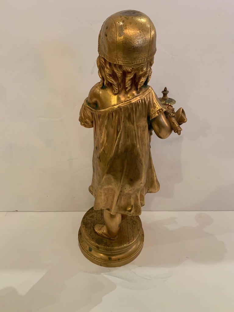 French Antique Figurative Sculpture of Girl by Charles Masse For Sale ...