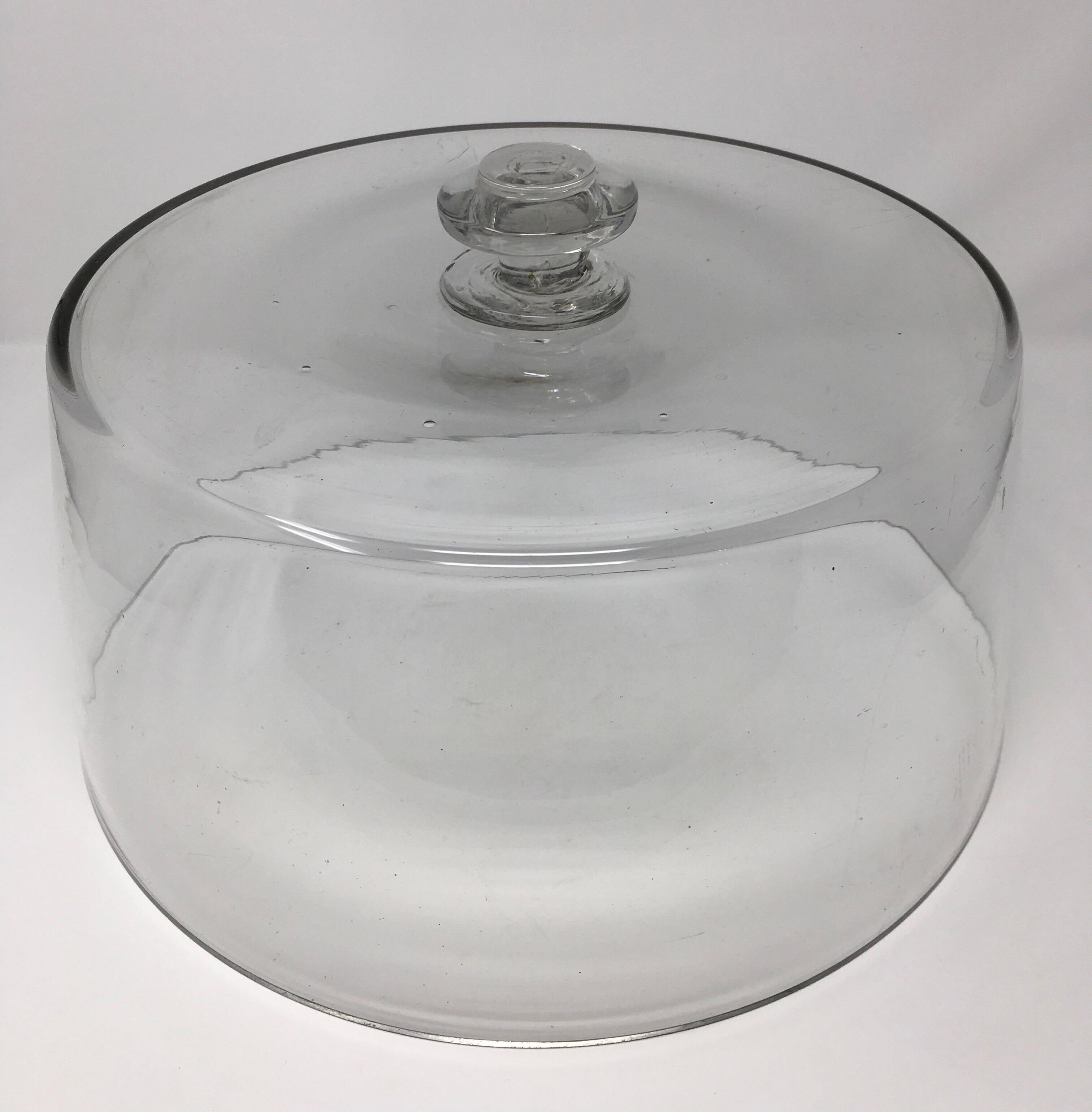 French Antique Glass Dome, Cloche with Solid Glass Knob Handle at 1stDibs