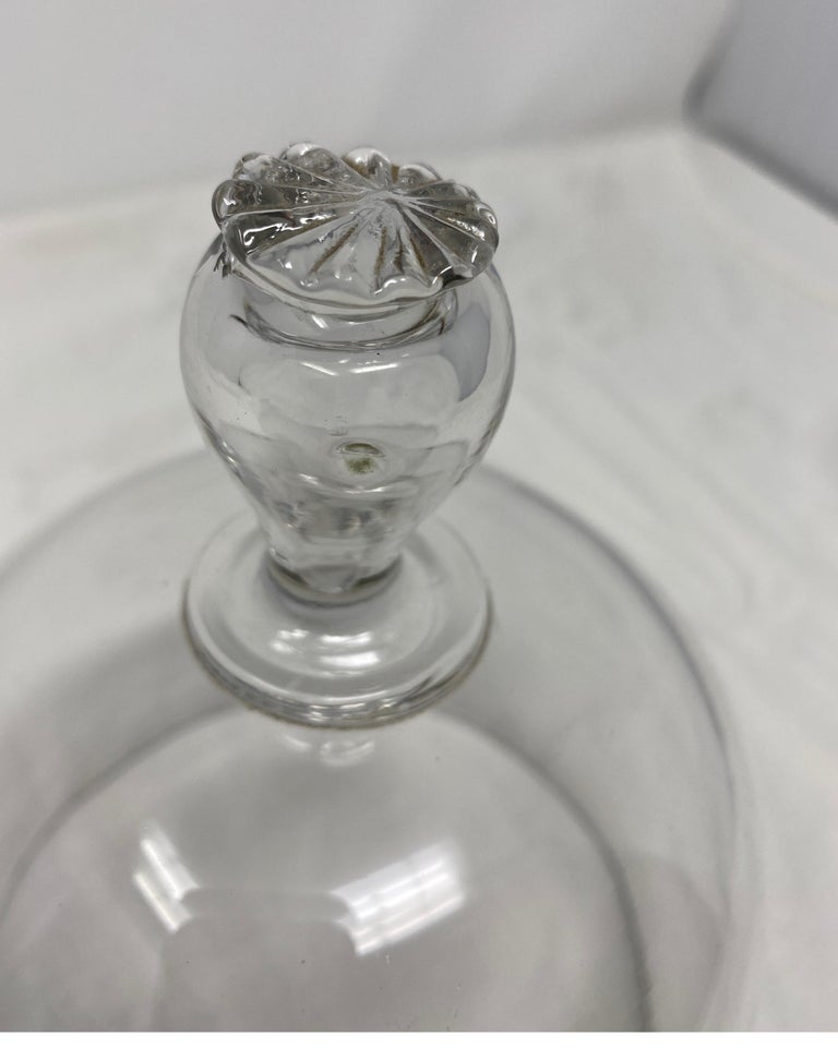 French Antique Glass Dome, Cloche with Solid Glass Knob Handle at 1stDibs