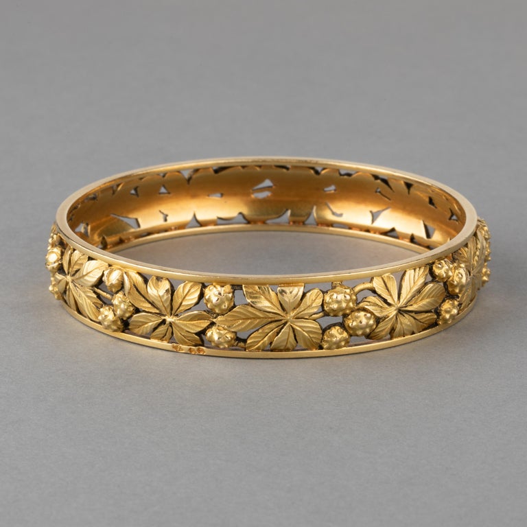 French Antique Gold Bangle Bracelet For Sale at 1stDibs