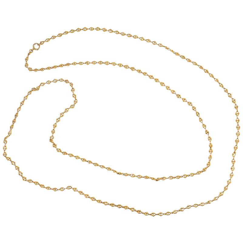 Antique Georgian Long Guard Chain 18 Carat Gold on Silver, circa 1800 ...