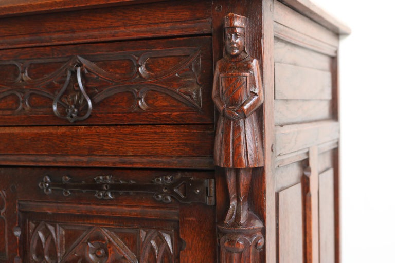 French Antique Gothic Revival Cabinet / Small Credenza 1920 Knights ...