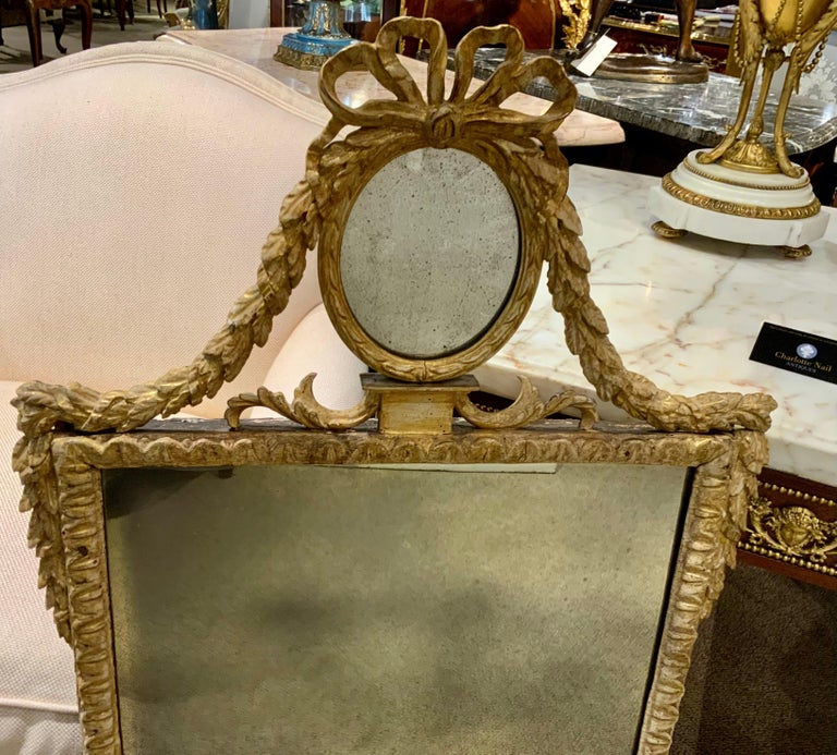 French antique hand carved gilt frame with original mirror plate For ...