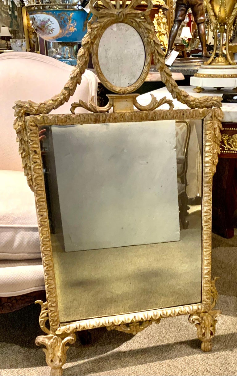 French antique hand carved gilt frame with original mirror plate For ...