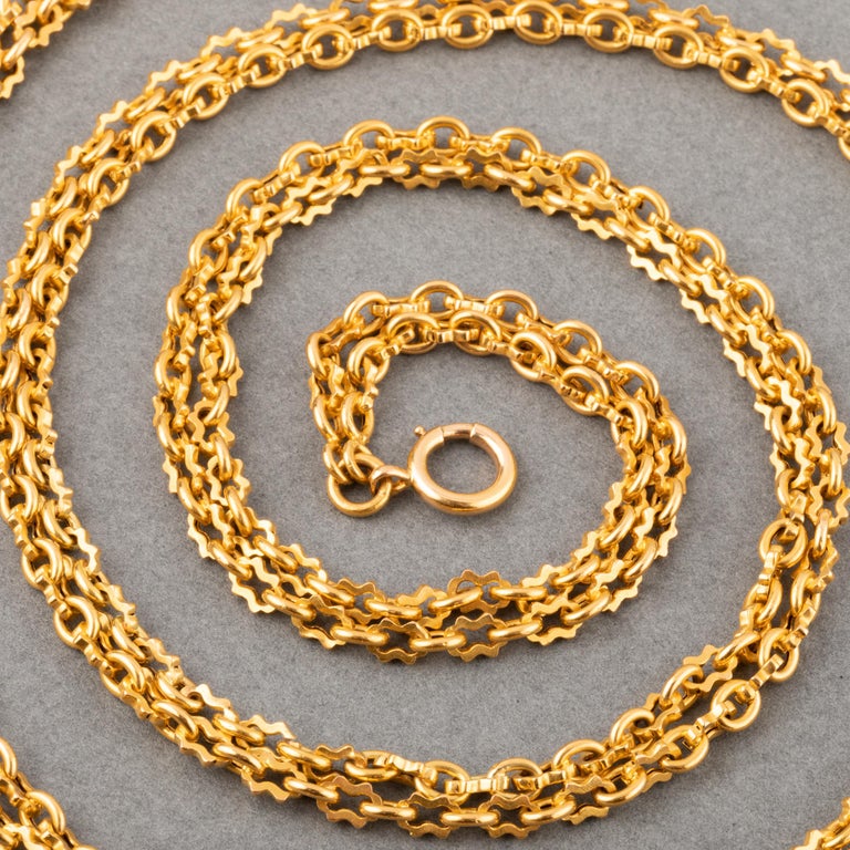 French Antique Long Gold Chain For Sale at 1stDibs