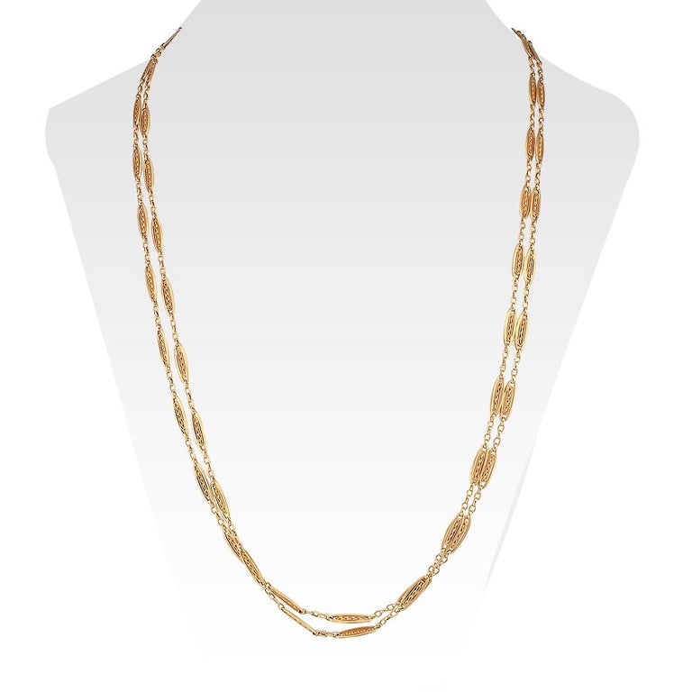 French Antique Long Gold Chain Necklace at 1stDibs | long gold ...