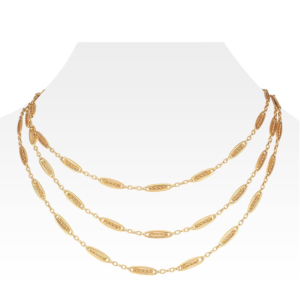 French Antique Long Gold Chain Necklace at 1stDibs | long gold ...