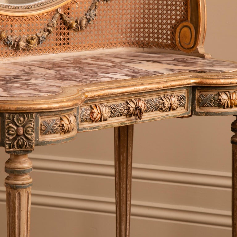 French Antique Louis XVI Style Dressing table /Vanity Unit With Cane ...