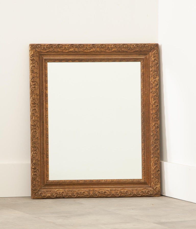 French Antique Mirror Frame with New Glass For Sale at 1stDibs