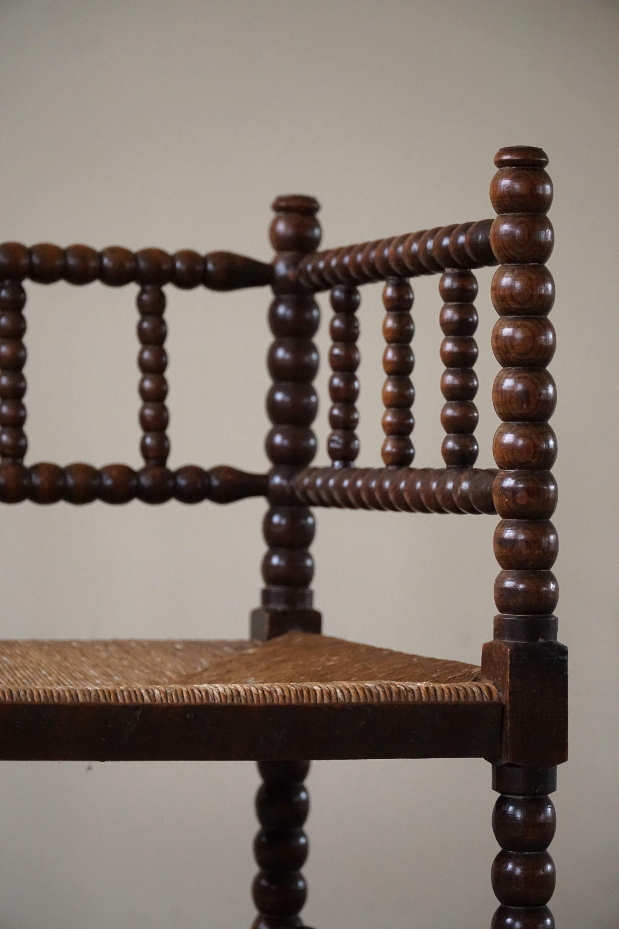 French Antique Provincial Hand Crafted Bobbin Corner Chair, Mid-19th ...