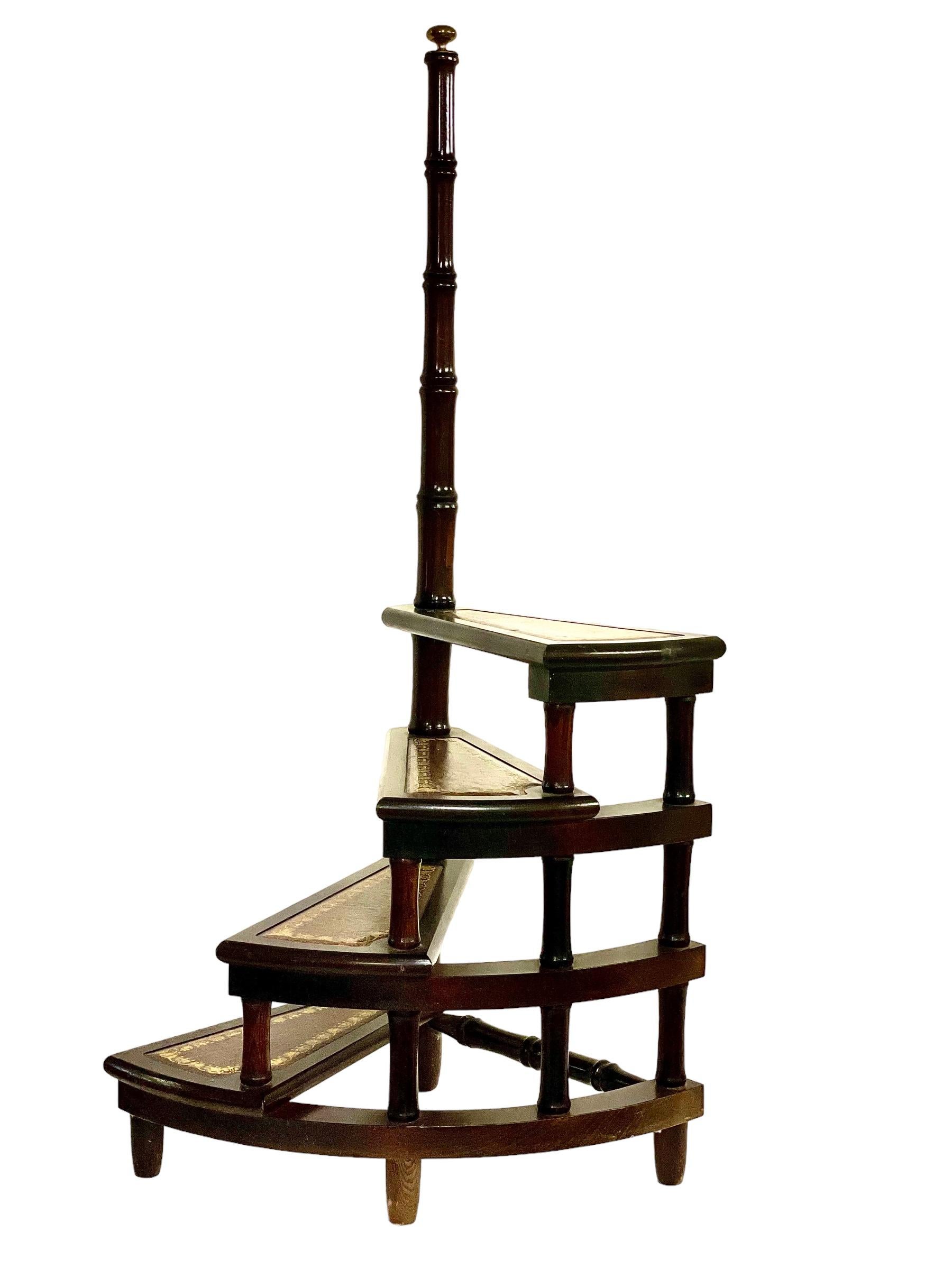 French Antique Set of Library Steps with Leather Tops For Sale at ...