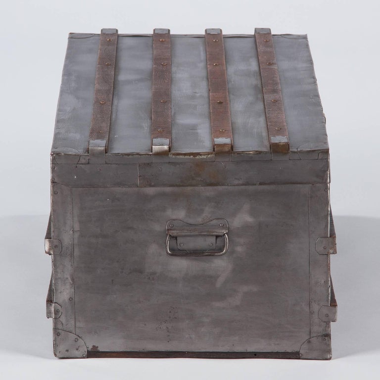 French Antique Silver Metal Trunk, Early 1900s For Sale at 1stdibs