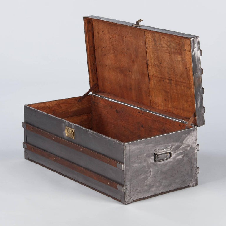 French Antique Silver Metal Trunk, Early 1900s For Sale at 1stdibs