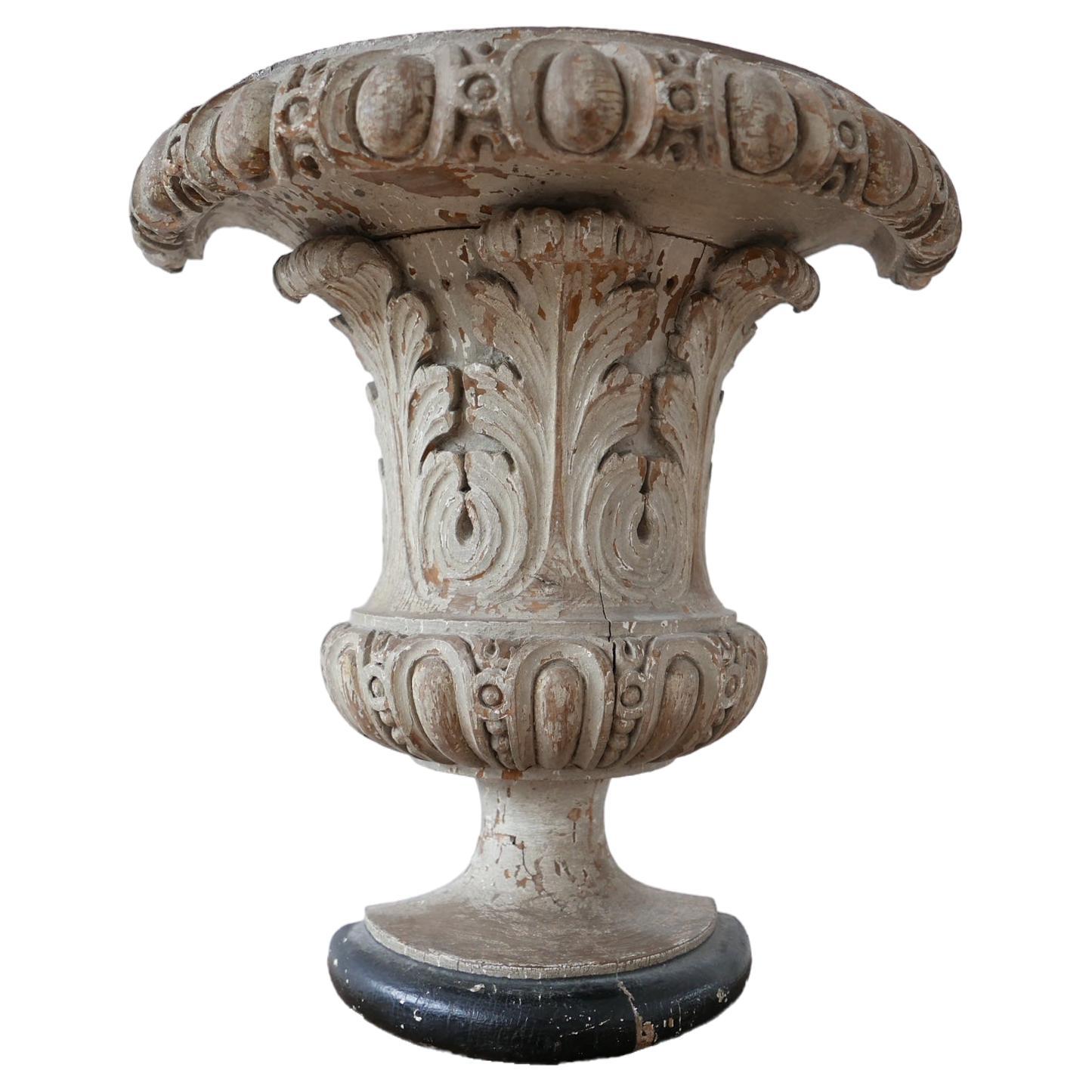 French Antique Wooden Decorative Urn Shelf or Plinth For Sale at 1stDibs