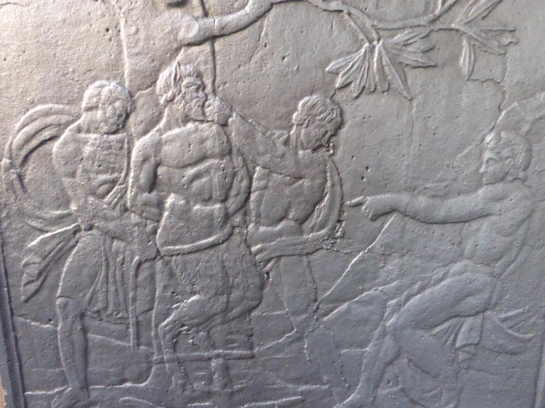 French 'Apollo and Satyr Marsyas' Fireback, 18th-19th Century For Sale ...
