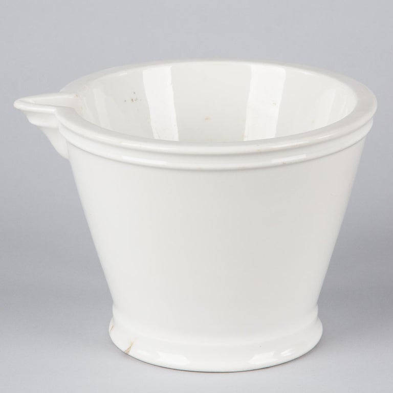 French Apothecary Ceramic Mortar with Pestle, Late 1800s at 1stDibs