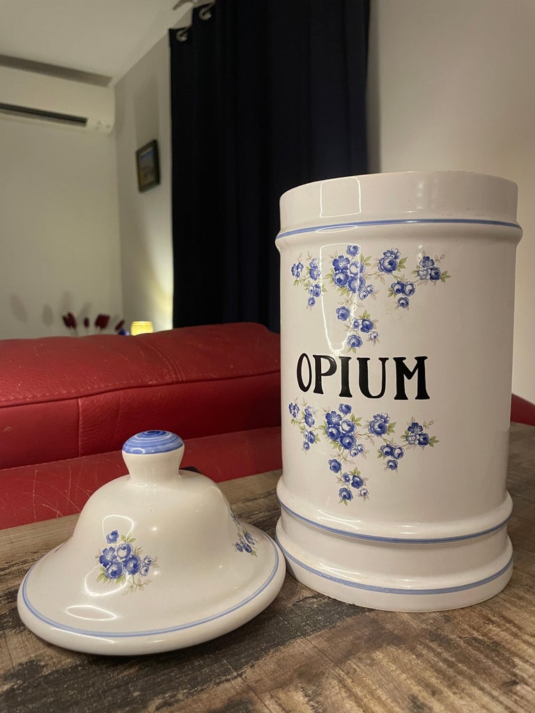 Big French Apothecary Jar Opium 19th Porcelain Limoges Drug Cocain ...