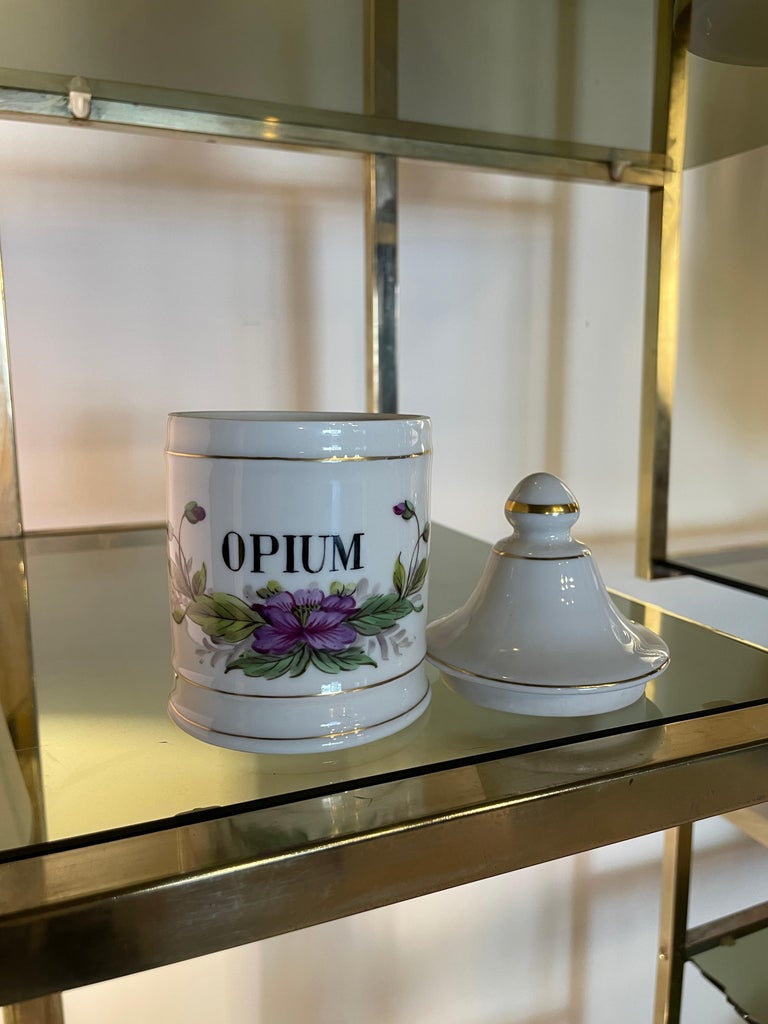 French Apothecary Jar Opium 19th Porcelain Limoges Drug Cocain ...