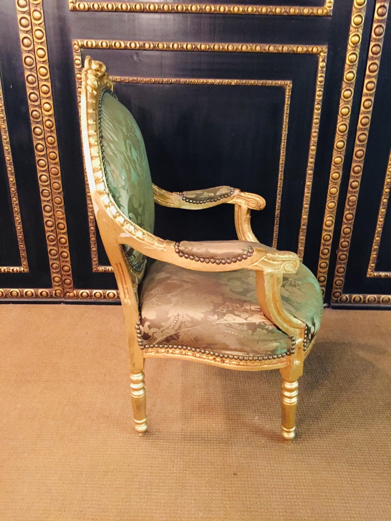 French Armchair in Louis Seize Style Gilded For Sale at 1stDibs
