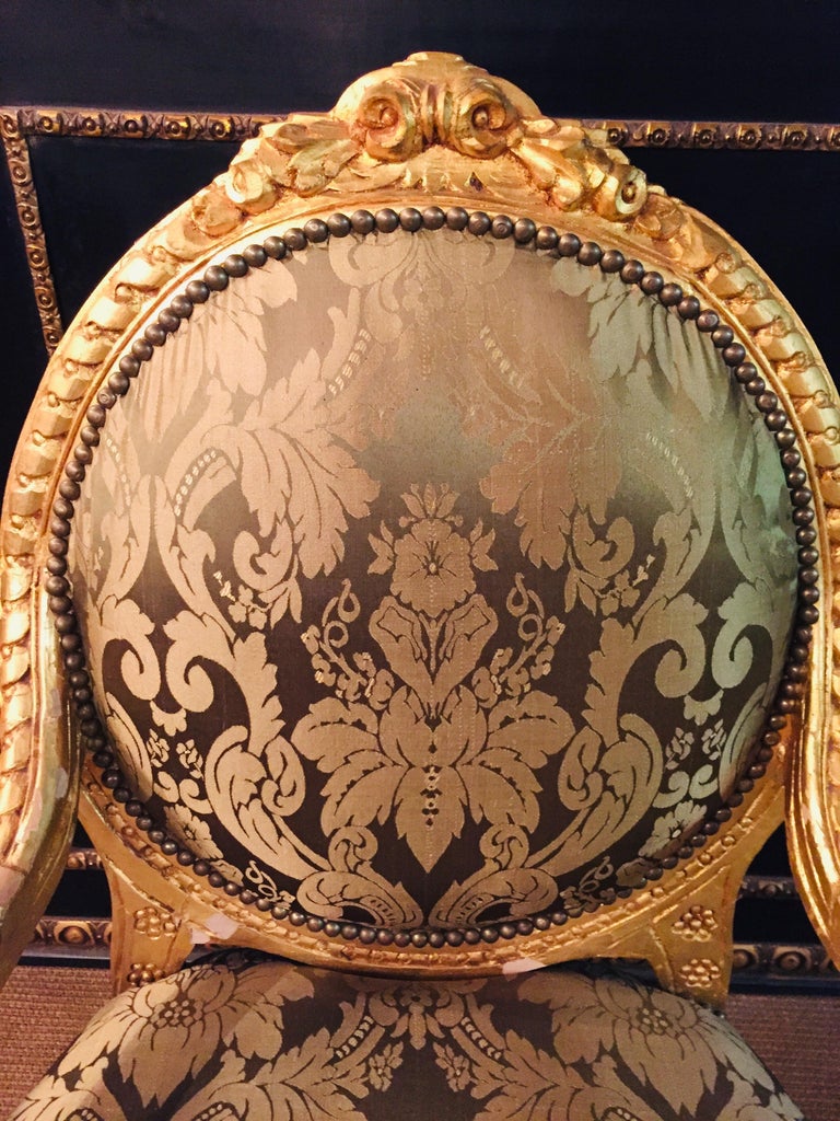 French Armchair in Louis Seize Style Gilded For Sale at 1stDibs