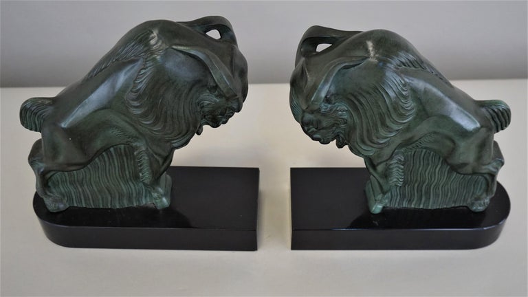 French Art Deco 1930s Buffalo Bookends by Max Le Verrier at 1stDibs