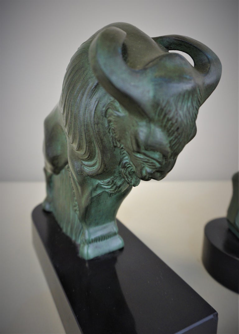 French Art Deco 1930s Buffalo Bookends by Max Le Verrier at 1stDibs