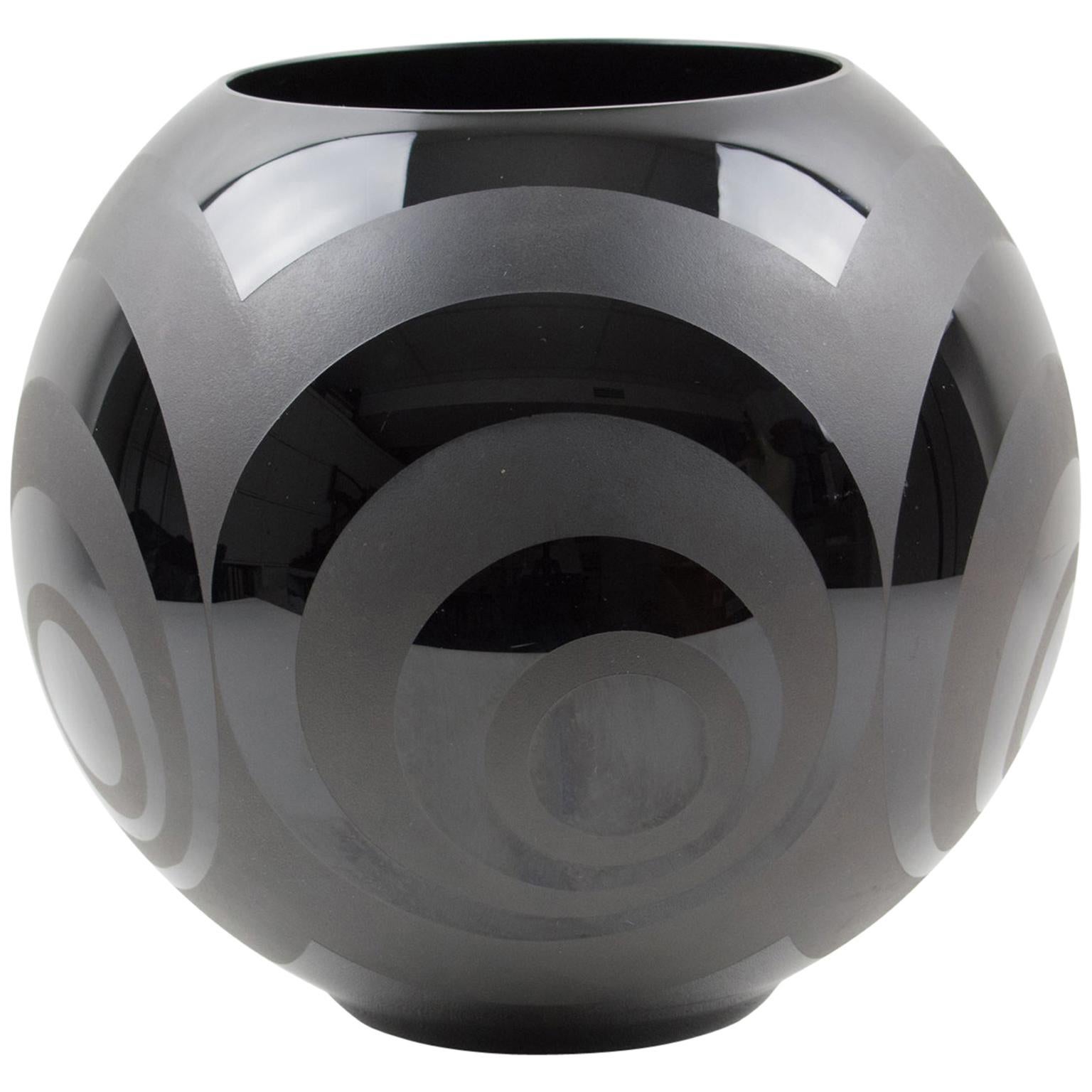 French Art Deco Black and Turquoise Glass Vase by HEM Michel Herman at ...