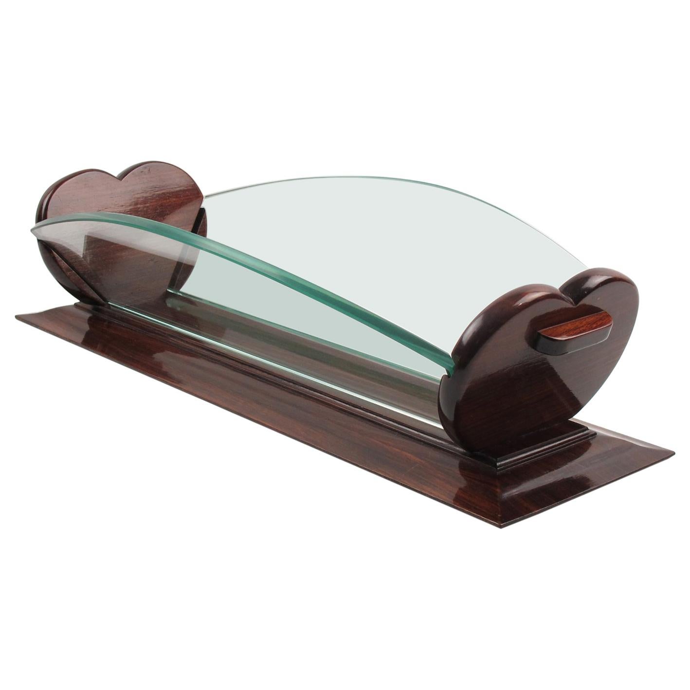 Stainless Steel Half Sphere Centerpiece Bowl on Mahogany Wood Base ...