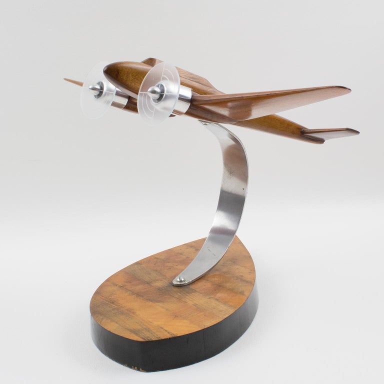 French Art Deco, 1940s Wooden and Aluminum Airplane Aviation Model at ...