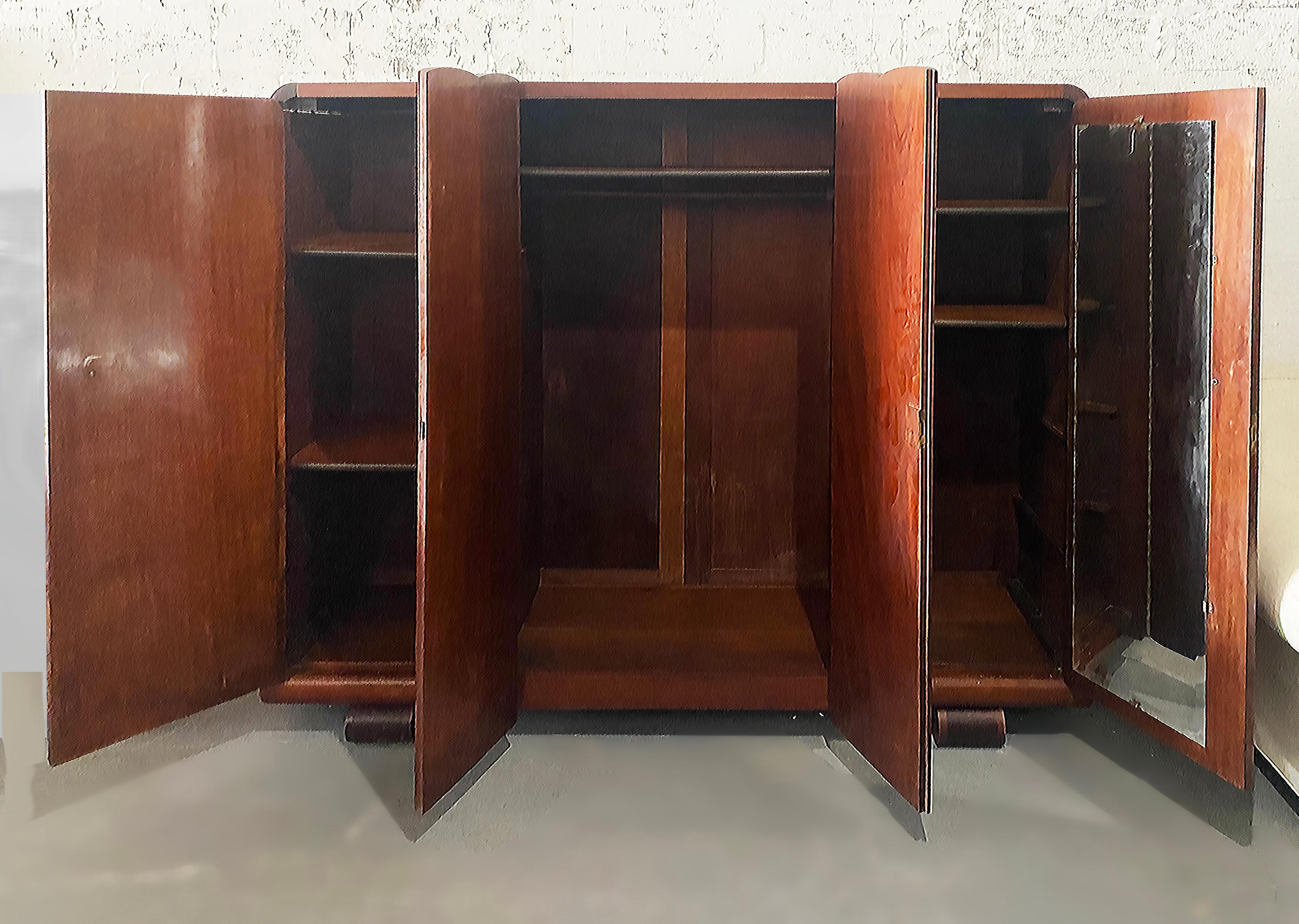 French Art Deco 3 Part, 4 Door Armoire with Grained Wood For Sale at ...