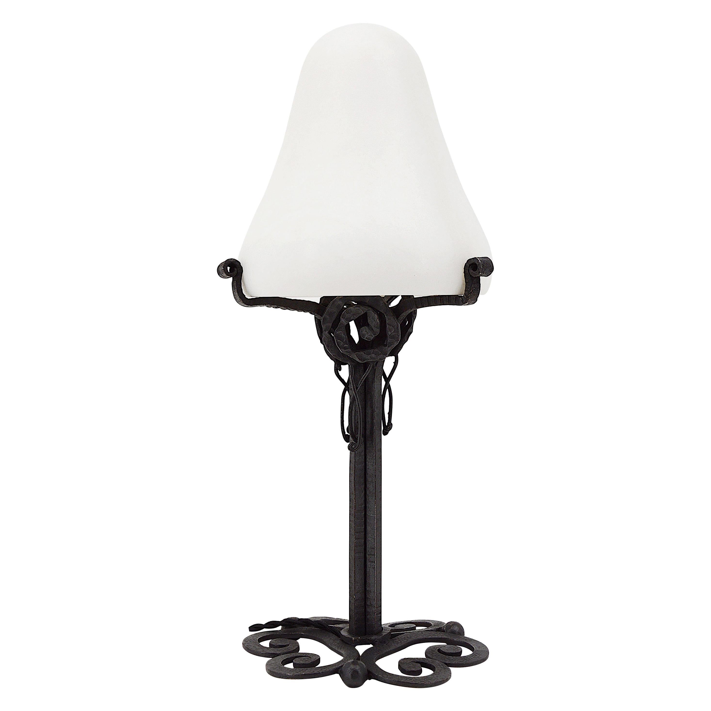 Pair French Art Deco/Nouveau Table/Desk Lamps Alabaster Shades at 1stDibs