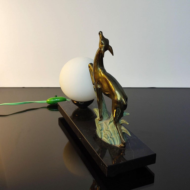 French Art Deco Antelope Table Lamp or Night-Light Sculpture, 1930s at ...