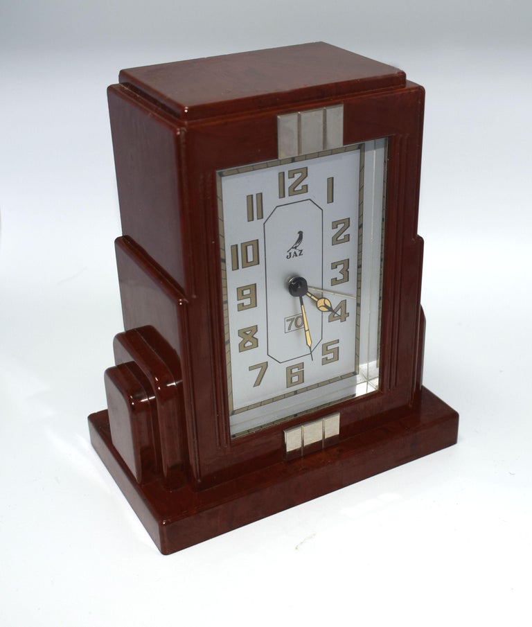 French Art Deco Bakelite Clock by JAZ at 1stDibs