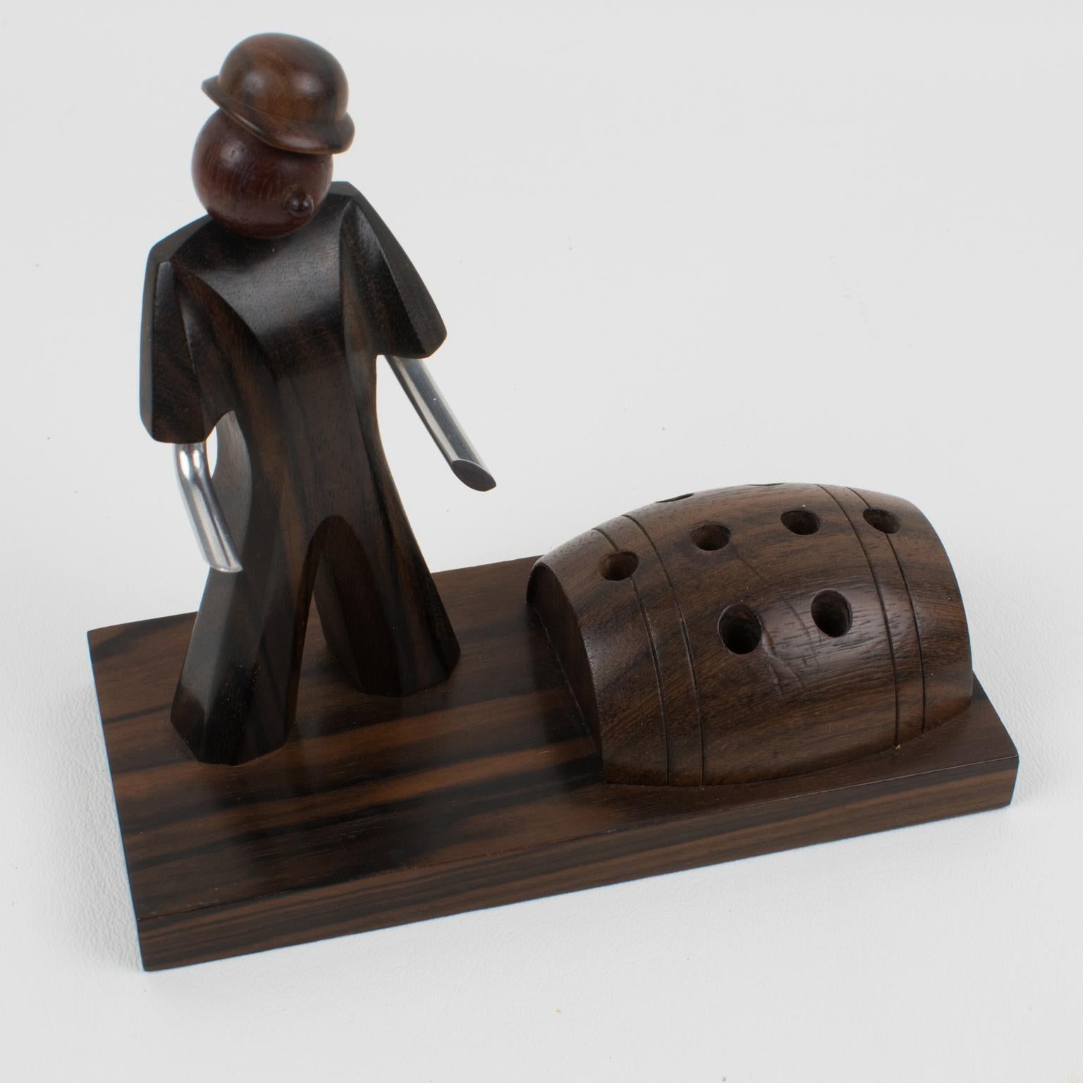 Art Deco Barware Cocktail Stirrers Set in Macassar Wood, France 1940s ...