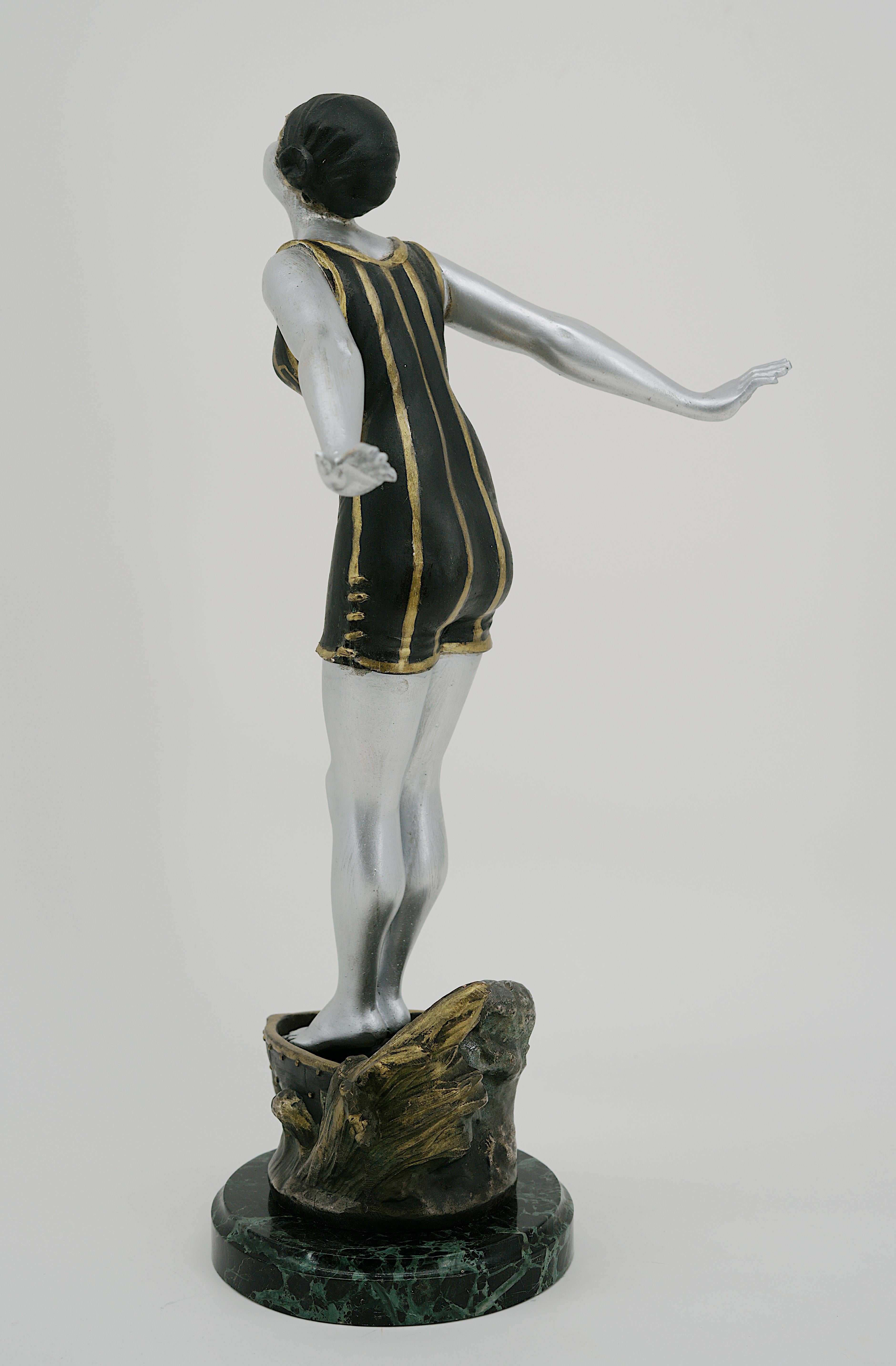 French Art Deco Bather Sculpture, 1930s For Sale at 1stDibs