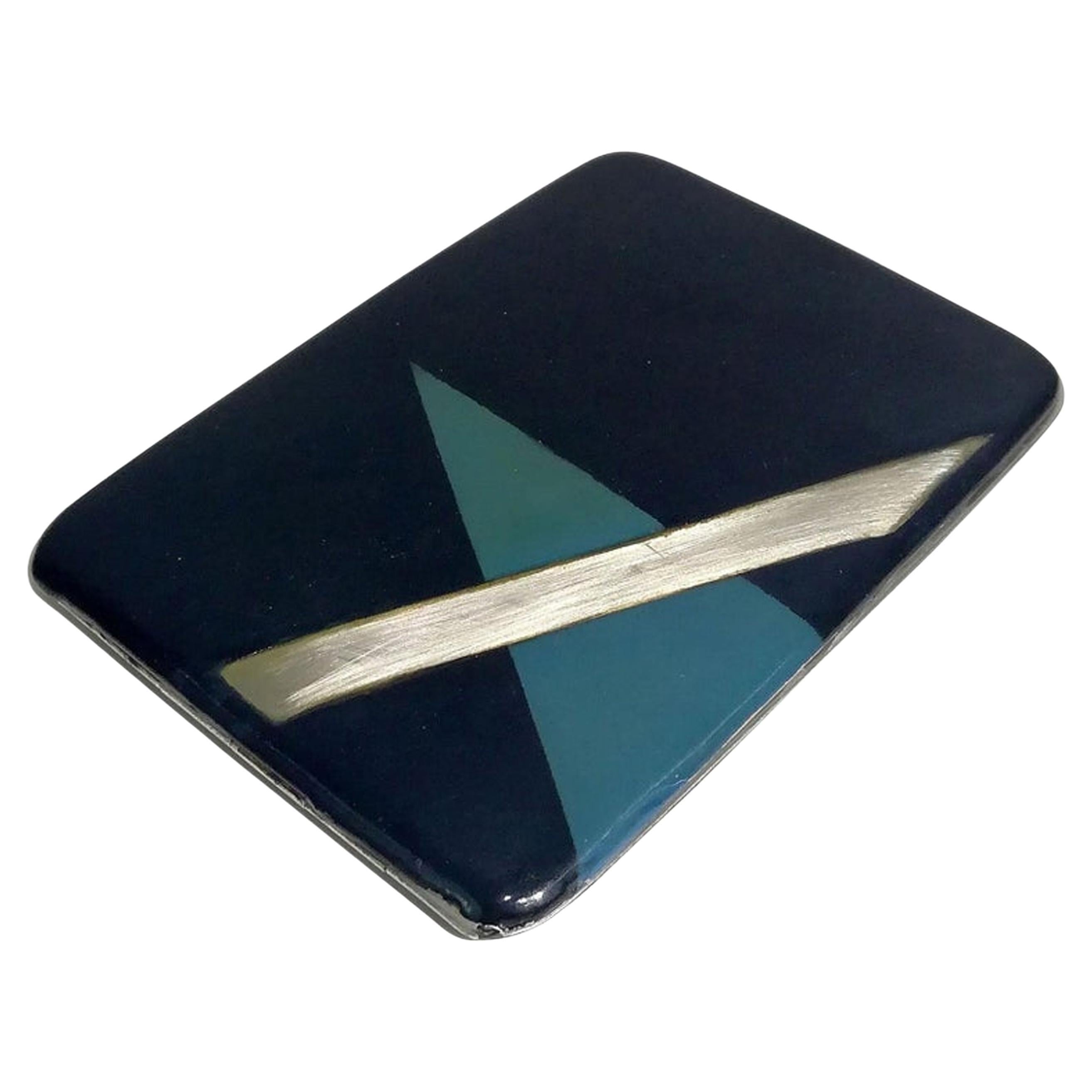 French Art Deco Wood Box with Metal Plates, Geometric Design, 1930 For ...