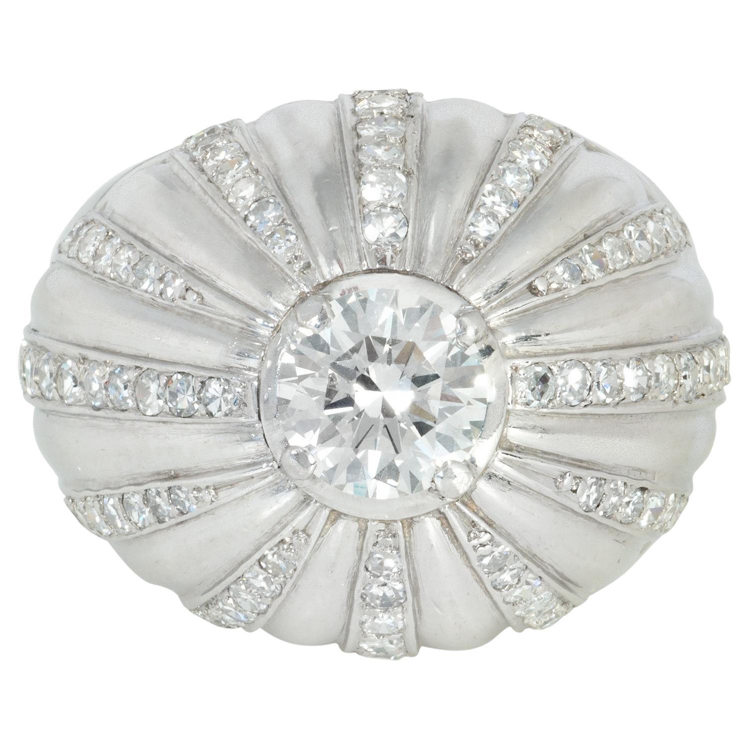 Suzanne Belperron A Diamond Platinum Bombe Ring For Sale at 1stDibs