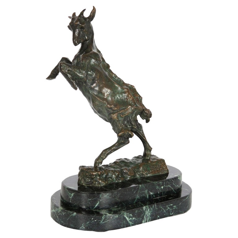 French Art Deco Bronze Sculpture of “Jumping Goat”, Bookend by Maurice ...