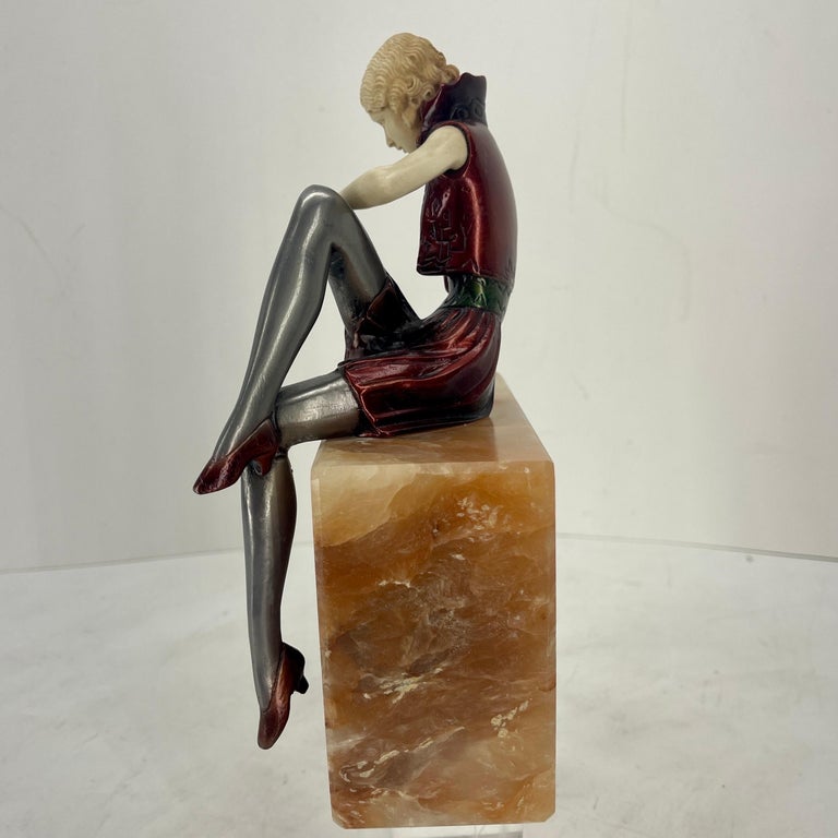 French Art Deco Bronze Sculpture on Rectangular Agate Base, Circa 1925 ...