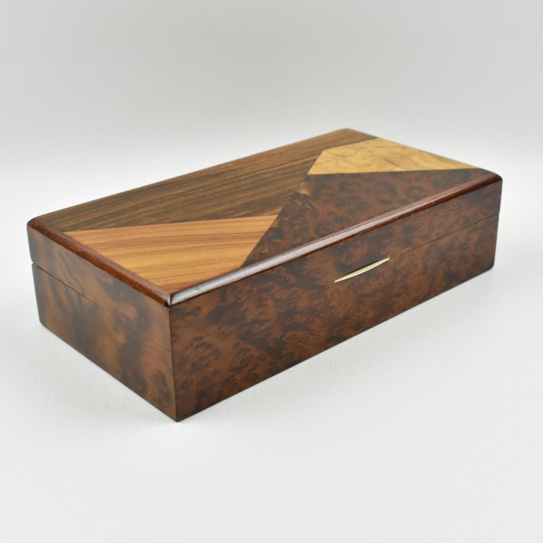 French Art Deco Wood Marquetry Box at 1stDibs | art deco wooden box