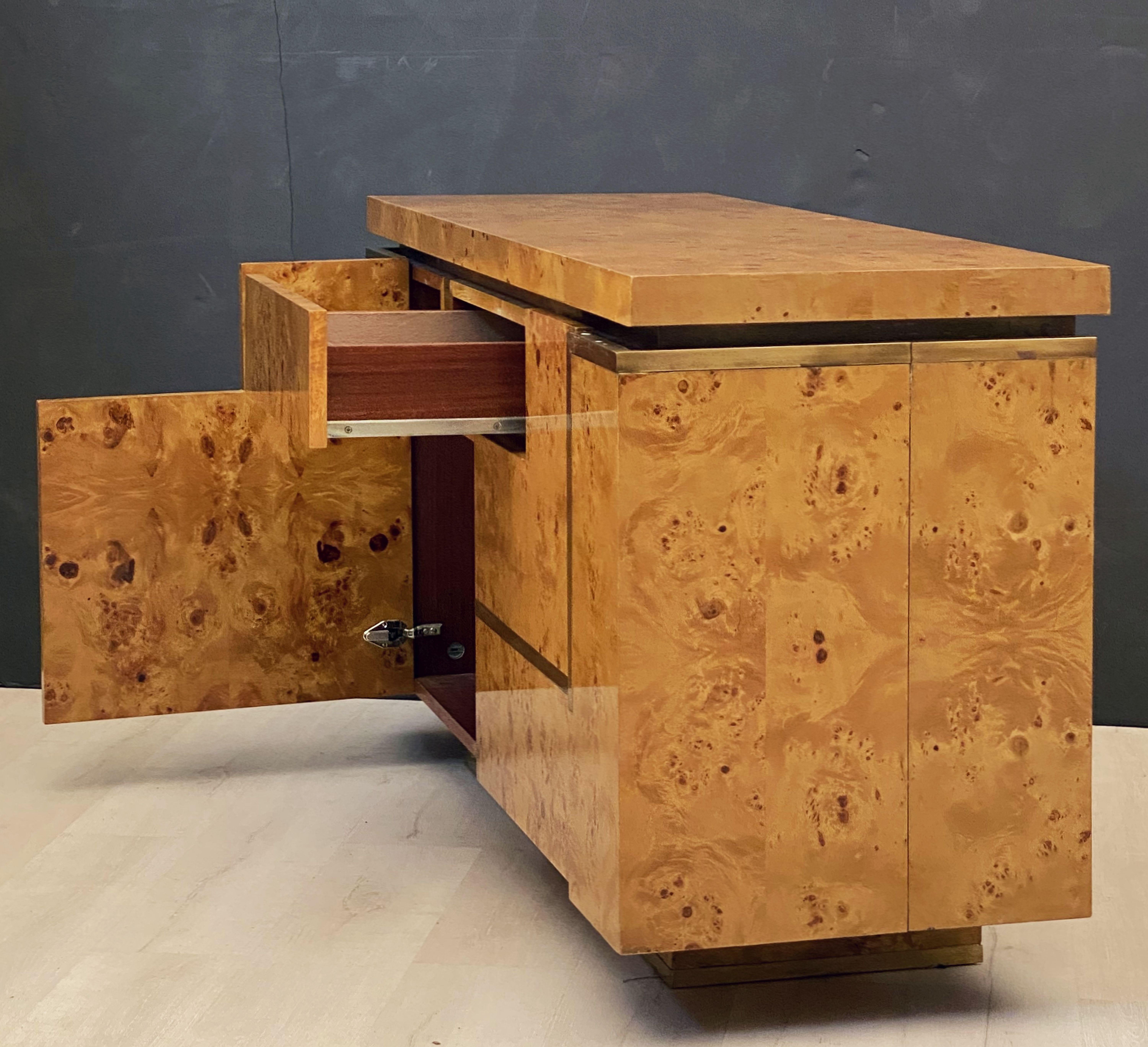 French Art Deco Burr Wood Sideboard Attributed to Jean Claude Mahey at ...