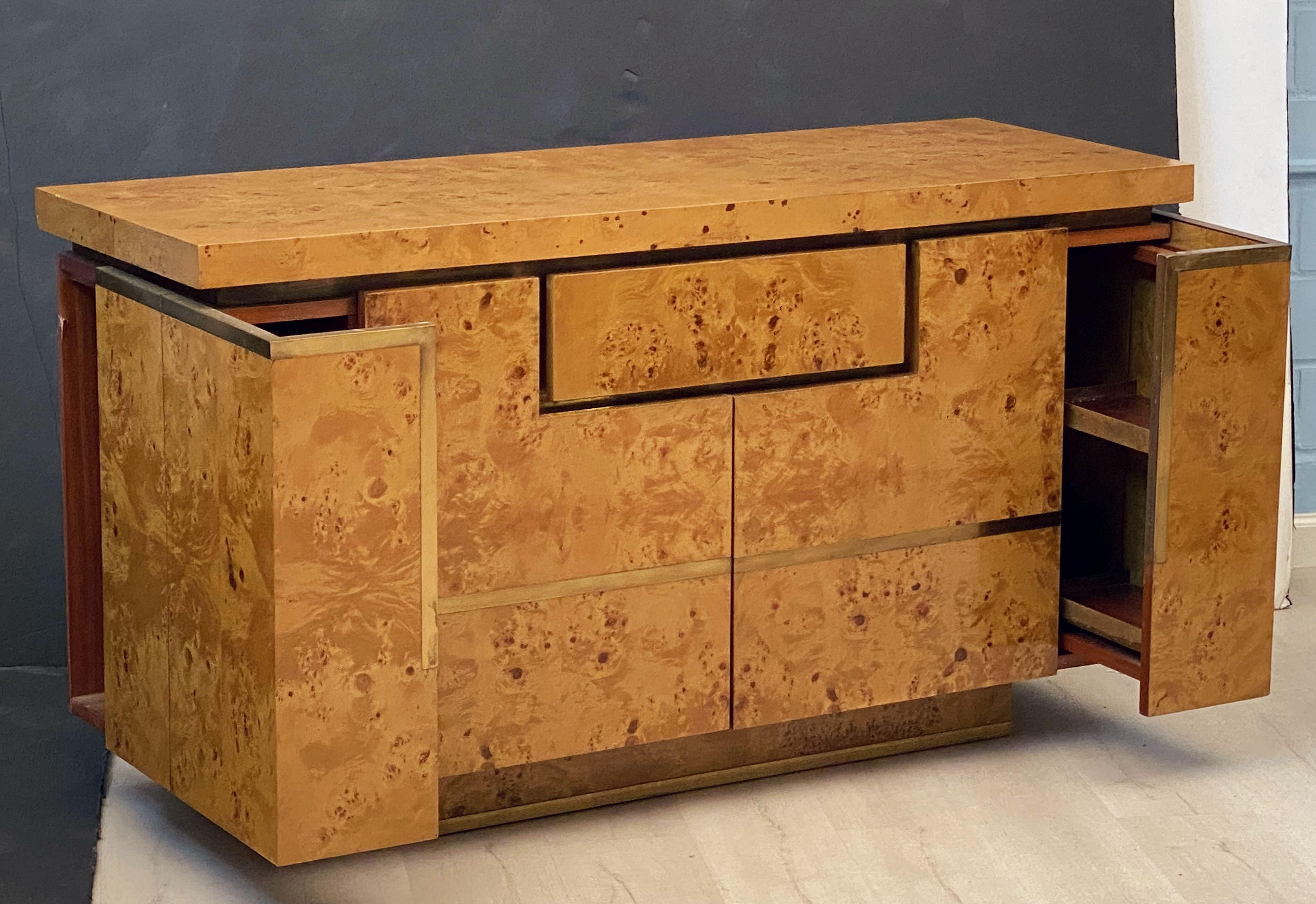 French Art Deco Burr Wood Sideboard Attributed to Jean Claude Mahey at ...