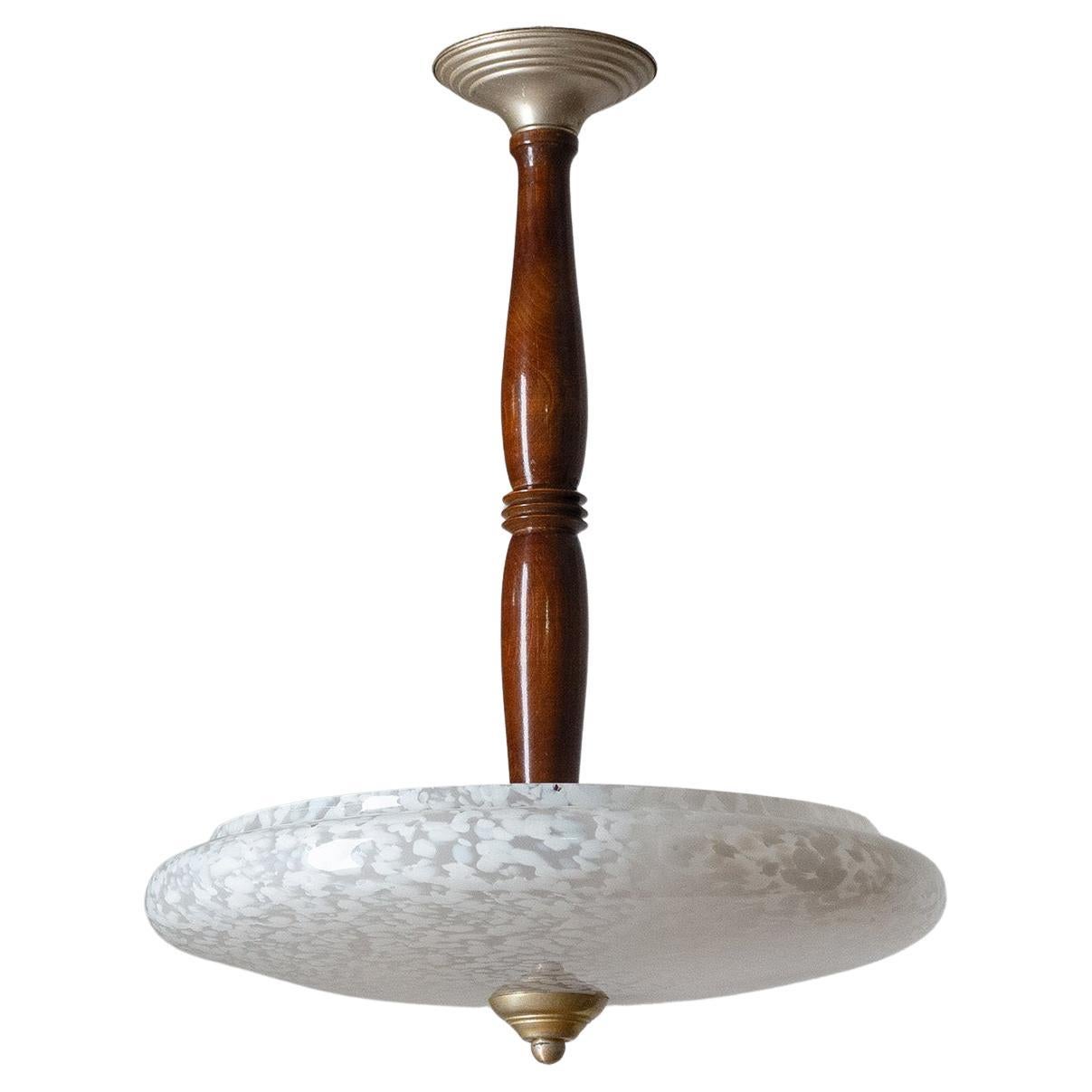 1940s Ceiling Light, Brass and Ivory Glass at 1stDibs