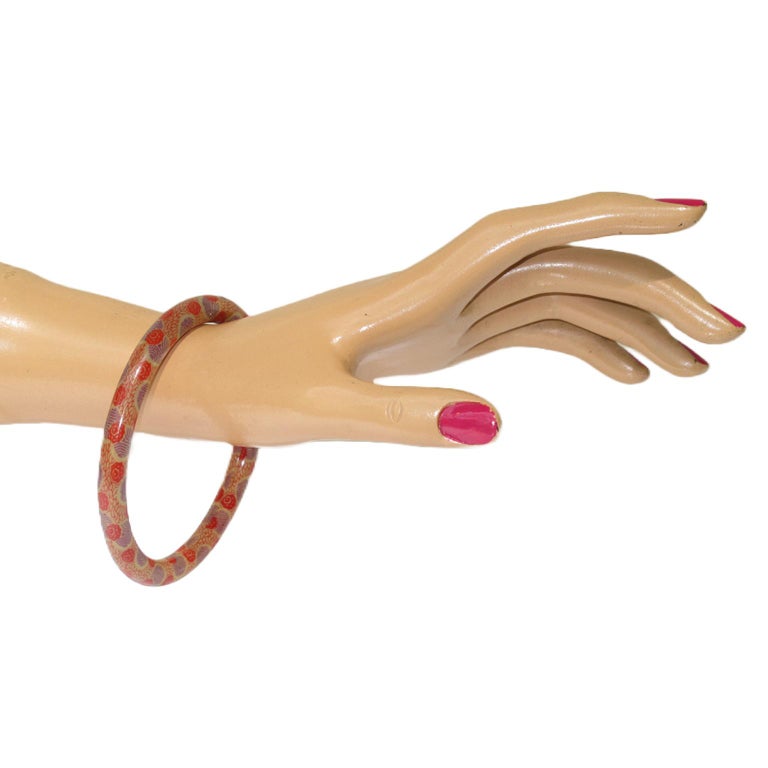 French Art Deco Celluloid Bracelet Bangle with Purple and Red Design ...