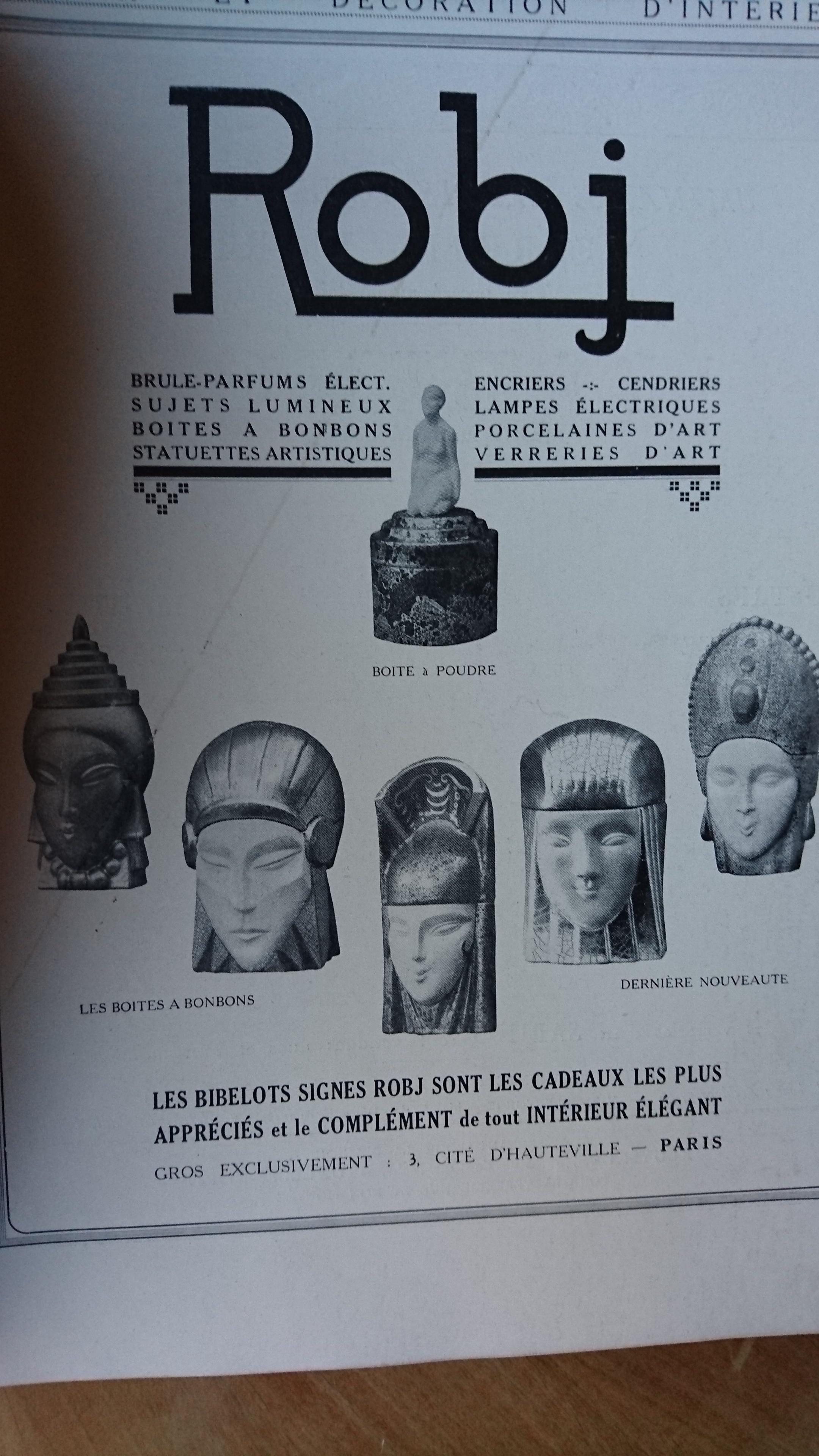 French Art Deco ceramic Bonbonniere by ROBJ, Paris. For Sale at 1stDibs