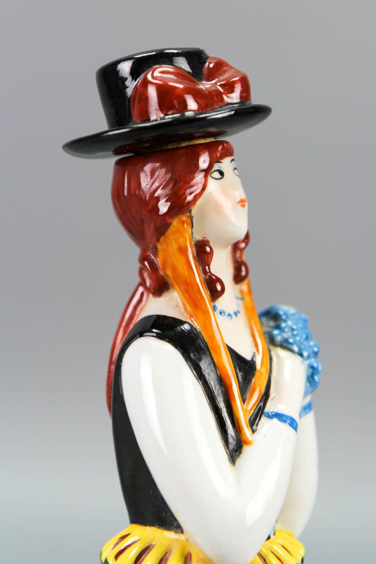 French Art Deco Ceramic Figural Bottle and Two Glasses by Robj Paris, 1920s For Sale at 1stDibs
