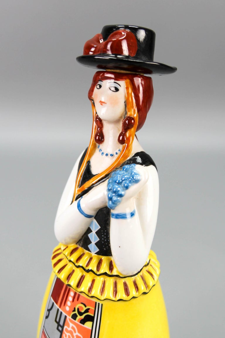 French Art Deco Ceramic Figural Bottle and Two Glasses by Robj Paris ...