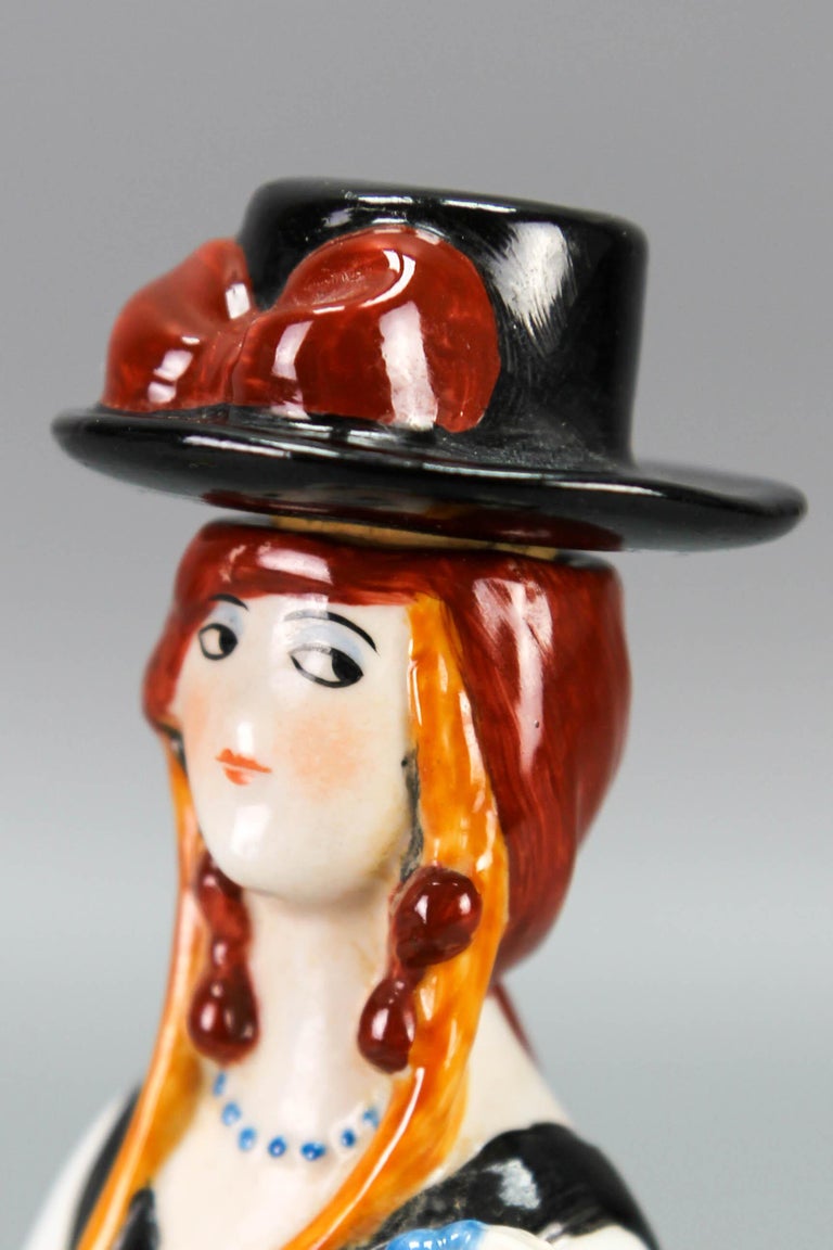 French Art Deco Ceramic Figural Bottle and Two Glasses by Robj Paris ...