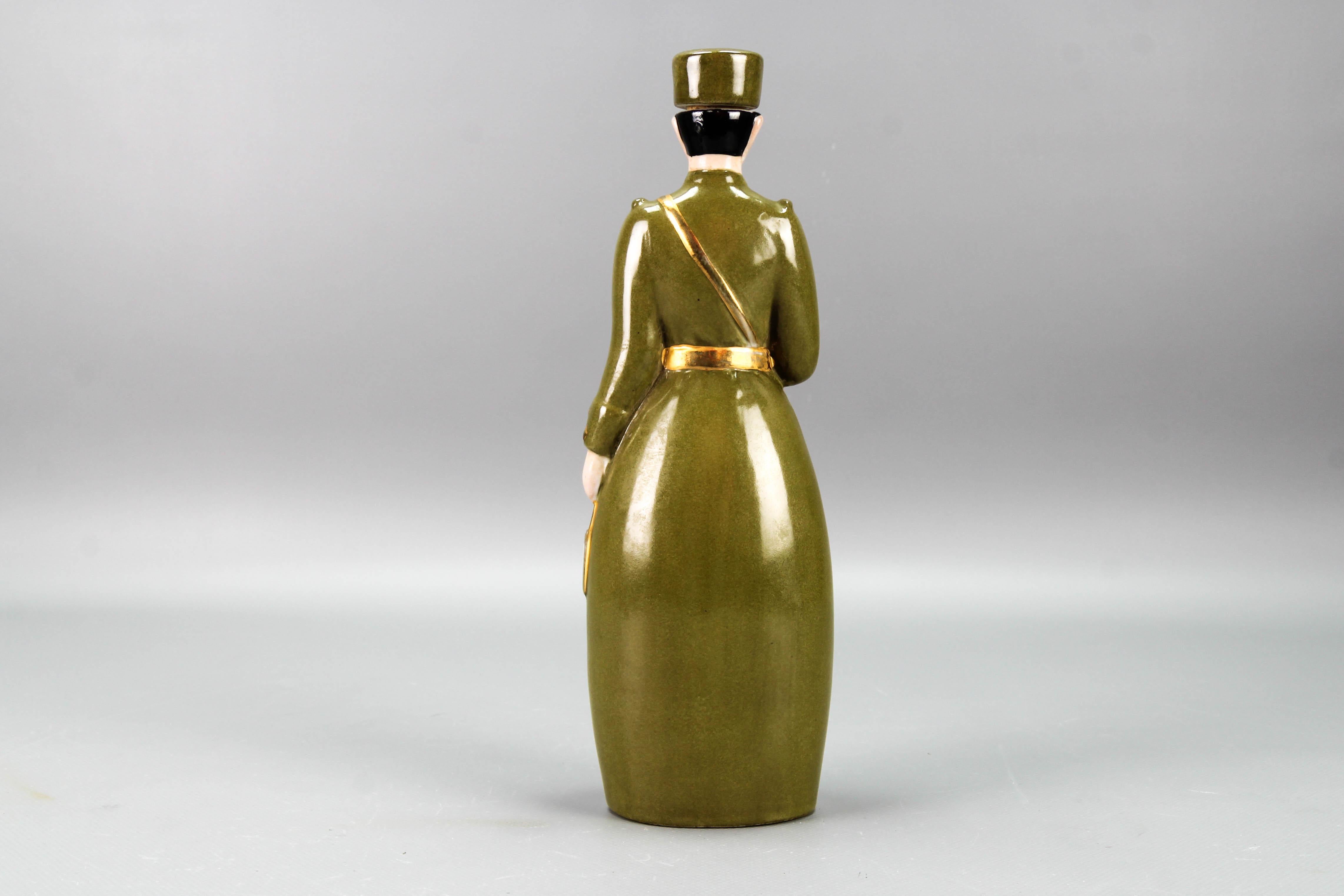 French Art Deco Ceramic Figural Bottle Brigadier General by Robj Paris, 1920s For Sale at 1stDibs
