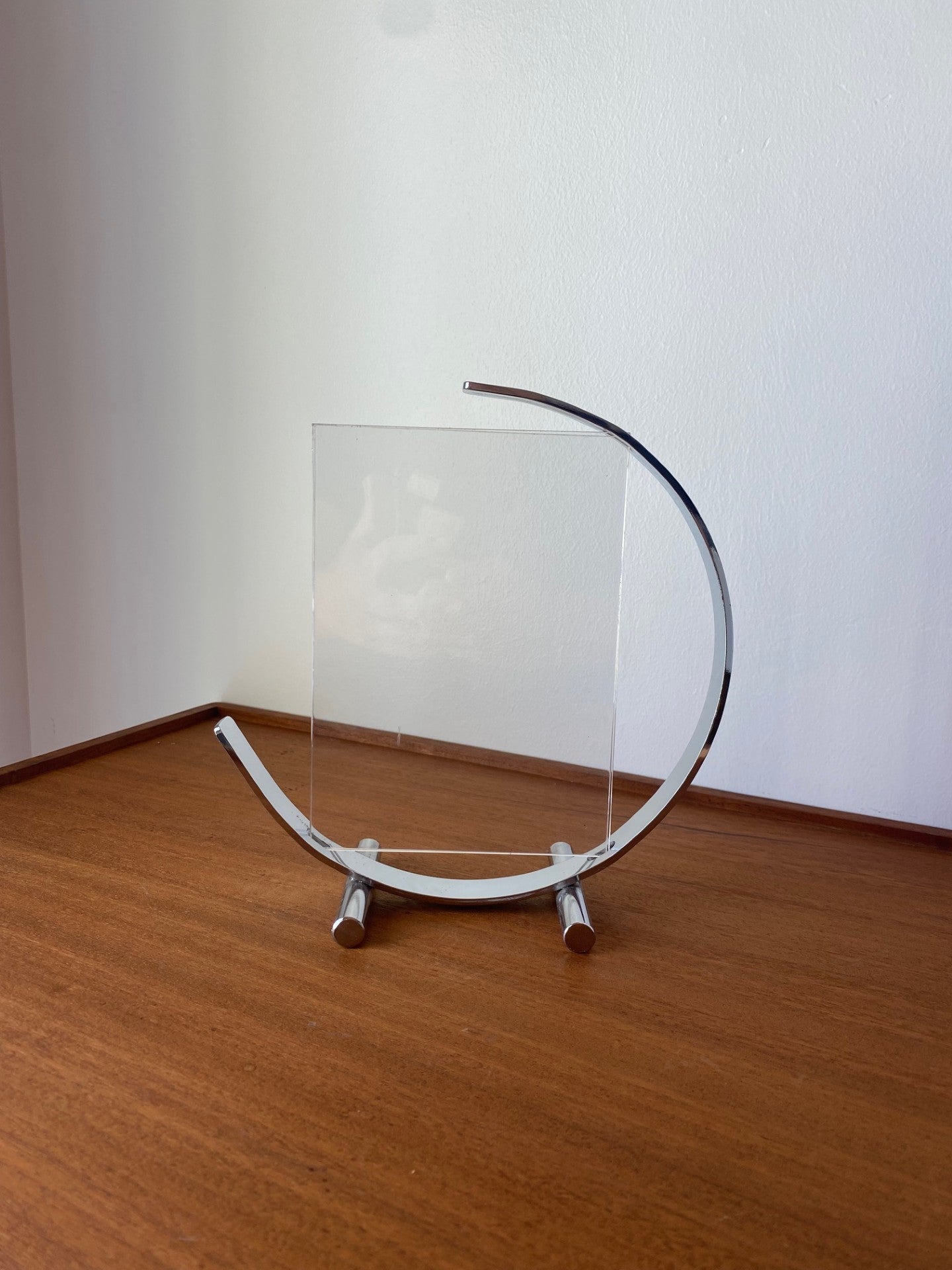 French Art Deco Chrome Half Moon Crescent Photo Frame For Sale at 1stDibs